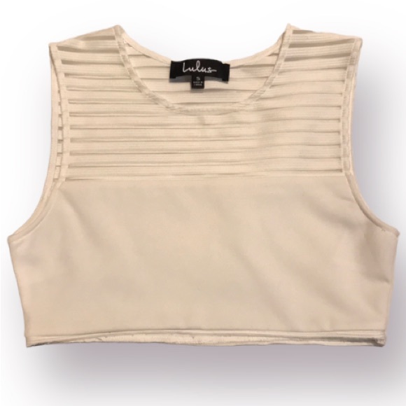 Lulus | Tops | Lulus Crop Top Off White Tanktop Lined With Sheer Fabric ...
